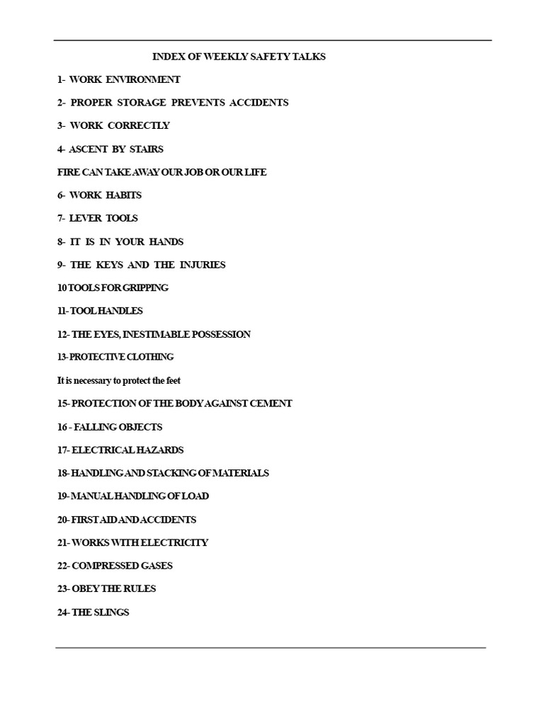80 Industrial Safety and Occupational Health Talks | PDF | Fires | Foot