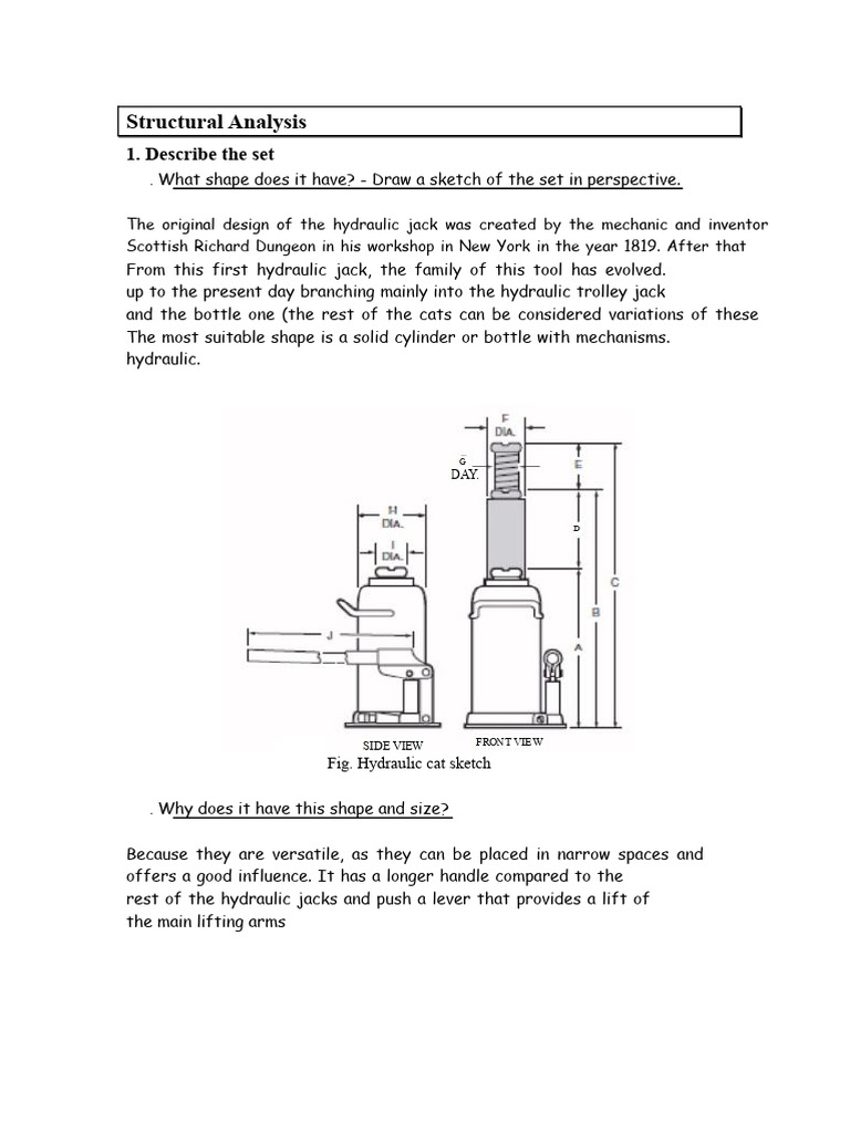 Hydraulic Bottle Jack. Structural Analysis Alfredo A.V | PDF ...