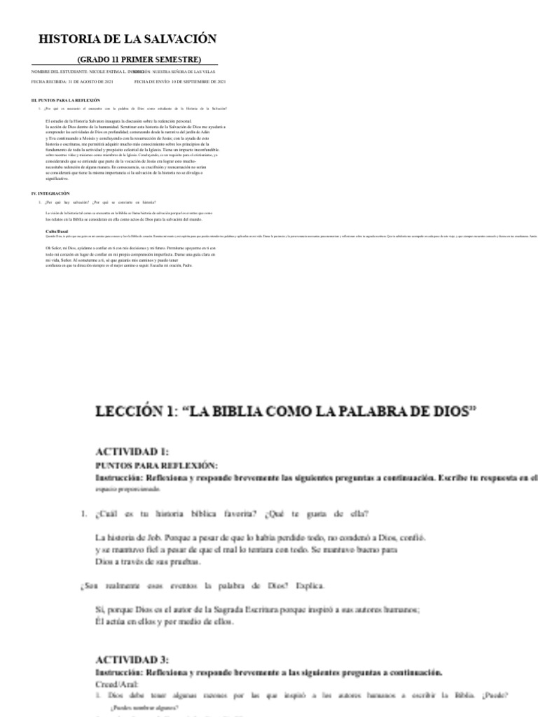 Historia de La Salvación Grado 11 Insong | PDF | Moisés | David
