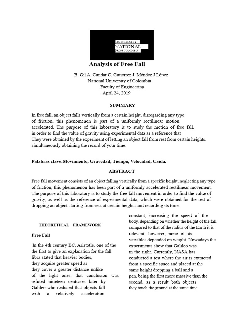 Free Fall | PDF | Logarithm | Least Squares