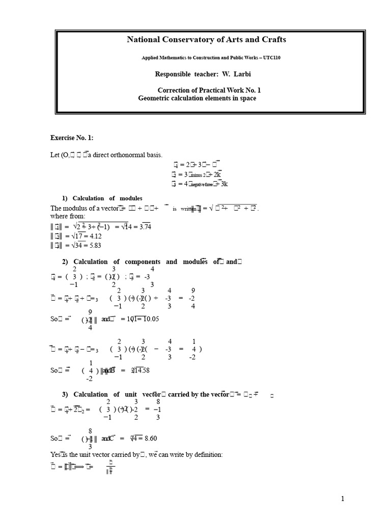 TD1 - Correction | PDF | Euclidean Vector | Coordinate System