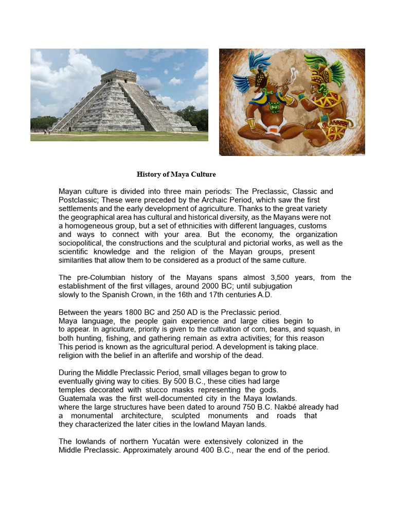 History of Mayan Culture | PDF | Maya Civilization | Pre Columbian ...