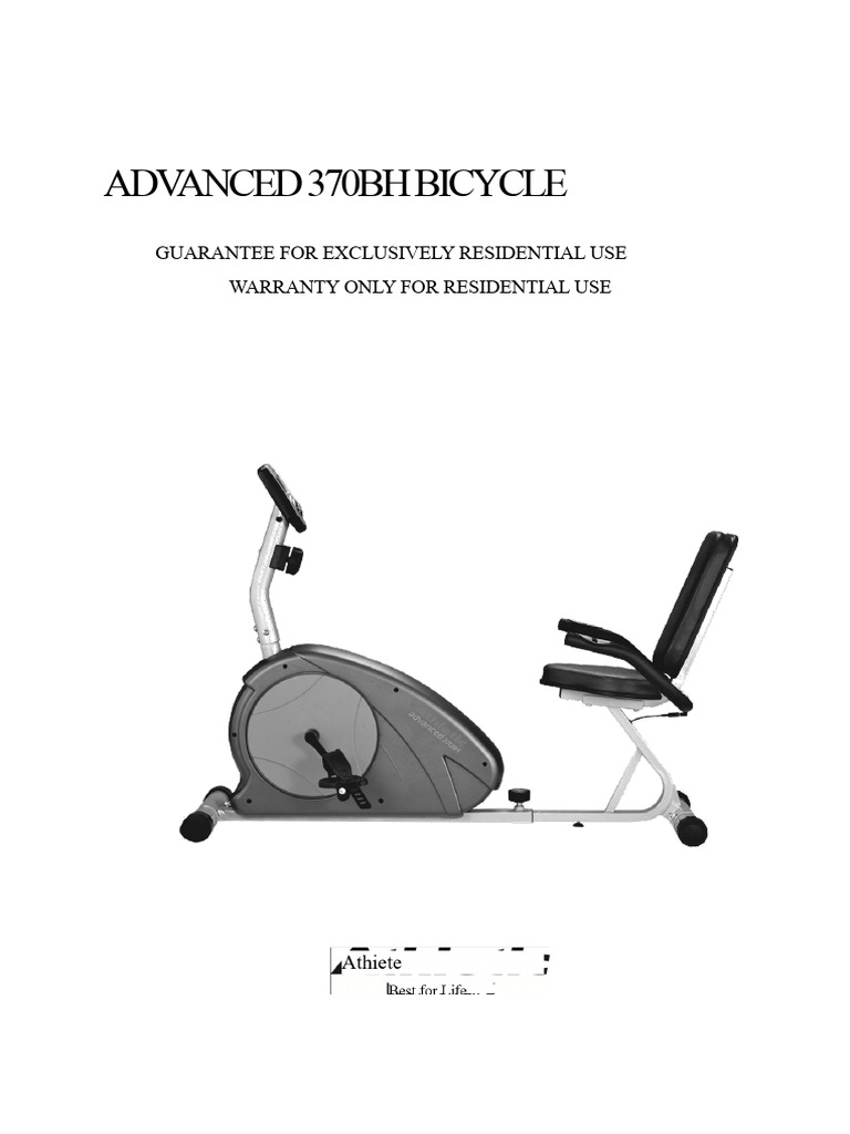 Advanced 370BH Bicycle User Manual | PDF | Heart Rate | Obesity