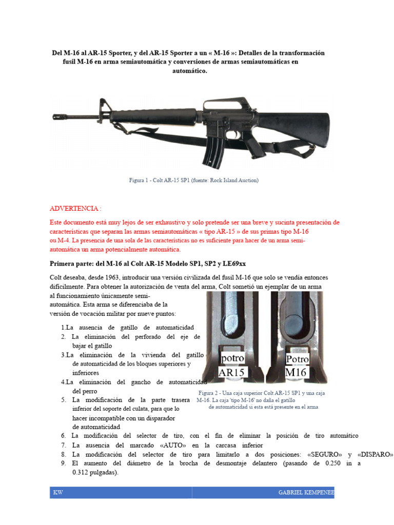 Del M16 Al AR-15 Sporter | PDF | Rifle | Armas de proyectiles