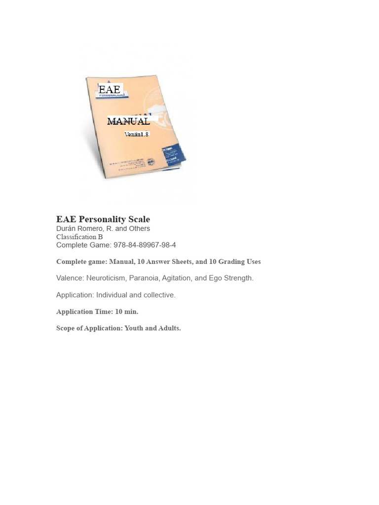 EAE Personality Scale | PDF