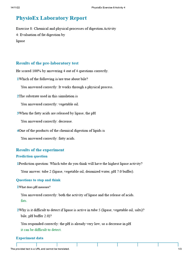 PhysioEx Exercise 8 Activity 4 | PDF | Bile | Ph