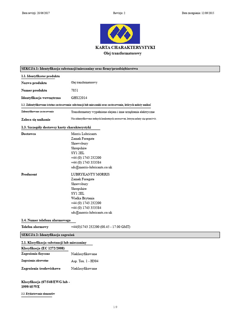 MSDS Oli Trafo 1 | PDF