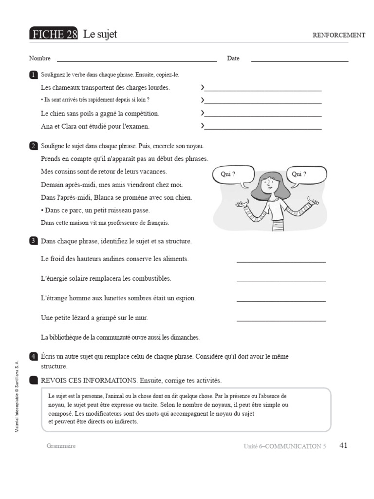 Identification des sujets et verbes en français | PDF
