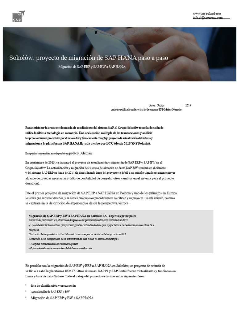 Proyecto de Migración de SAP HANA Paso A Paso | PDF | Planificación de recursos empresariales ...