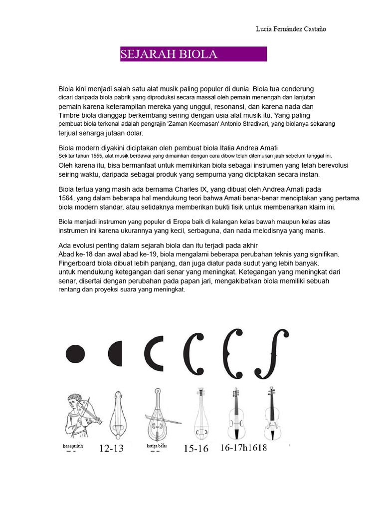 Sejarah dan Bagian-Bagian Biola | PDF