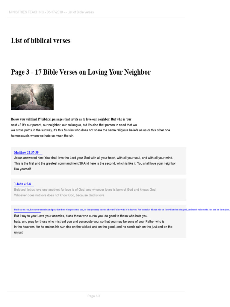 17 Bible Verses About Loving Your Neighbor PDF | PDF | Ten Commandments ...
