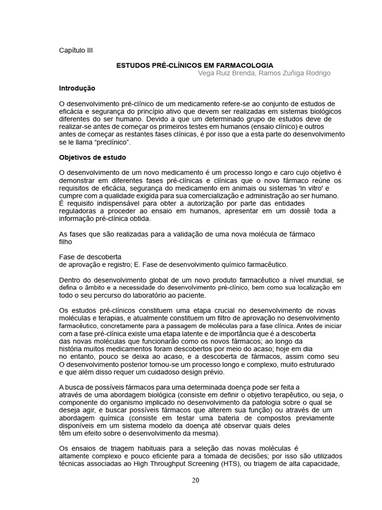 Estudos Pré-Clínicos | PDF | Toxicidade | Teste clínico