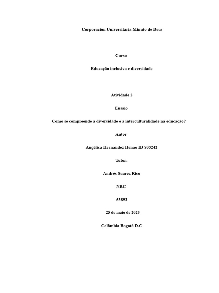 Diversidade e Interculturalidade na Educação | PDF | Exclusão social ...