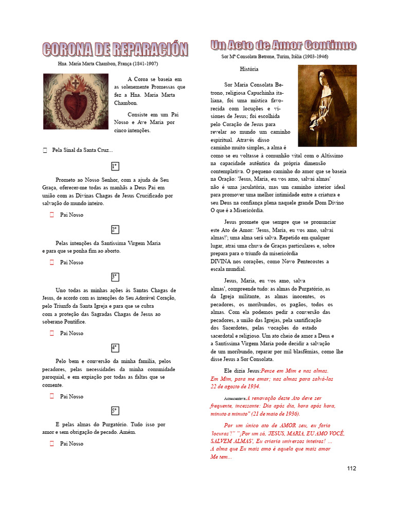 Promessas de Sor Consolata Betrone | PDF | Oração | Maria, mãe de Jesus
