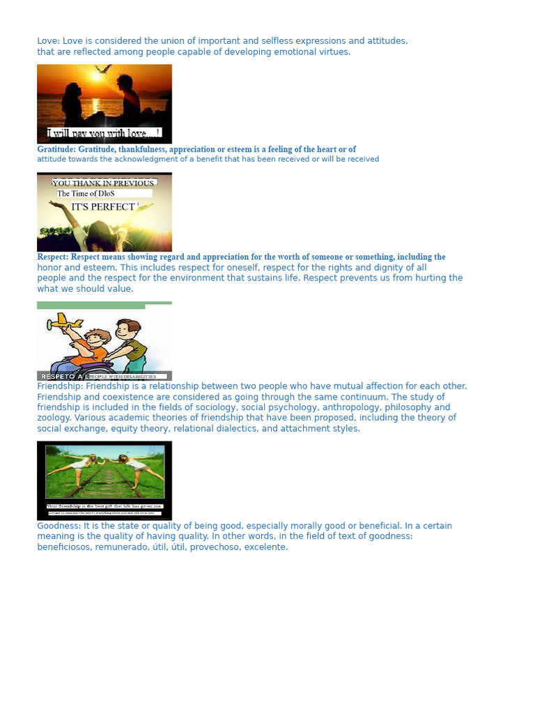 25 Illustrated Values | PDF | Virtue | Friendship