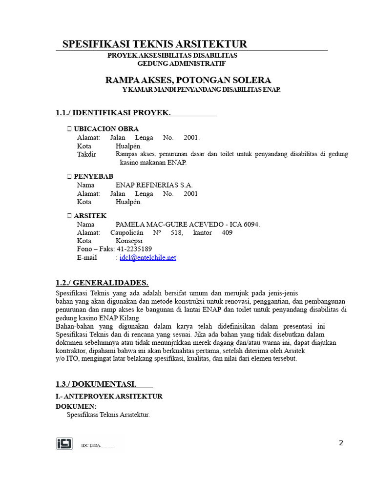 Spesifikasi Ramp dan Toilet Disabilitas ENAP | PDF