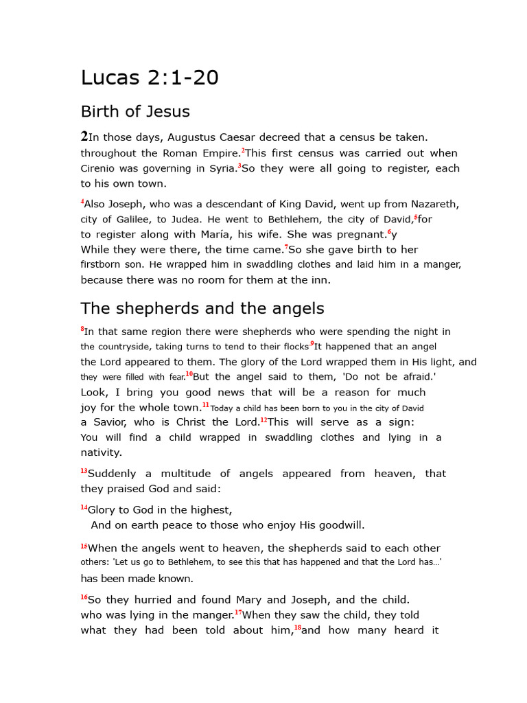Luke 2 Birth of Jesus | PDF | Nativity Of Jesus | Jesus