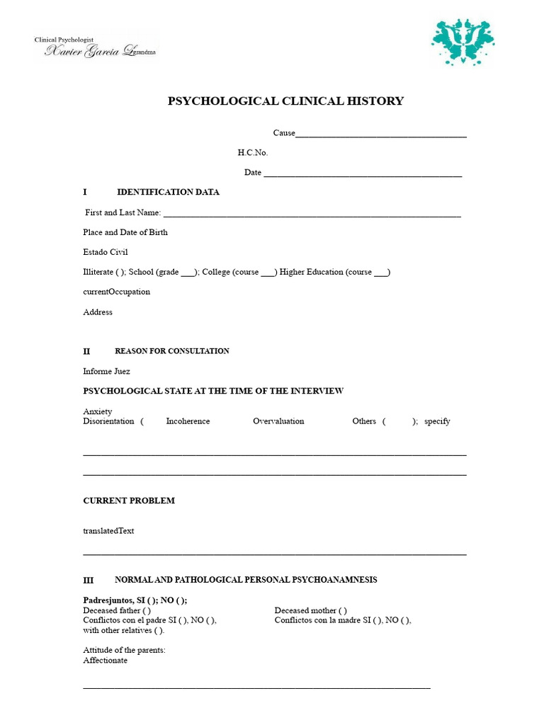 Psychological Clinical History Report | PDF | Psychopathy | Personality ...
