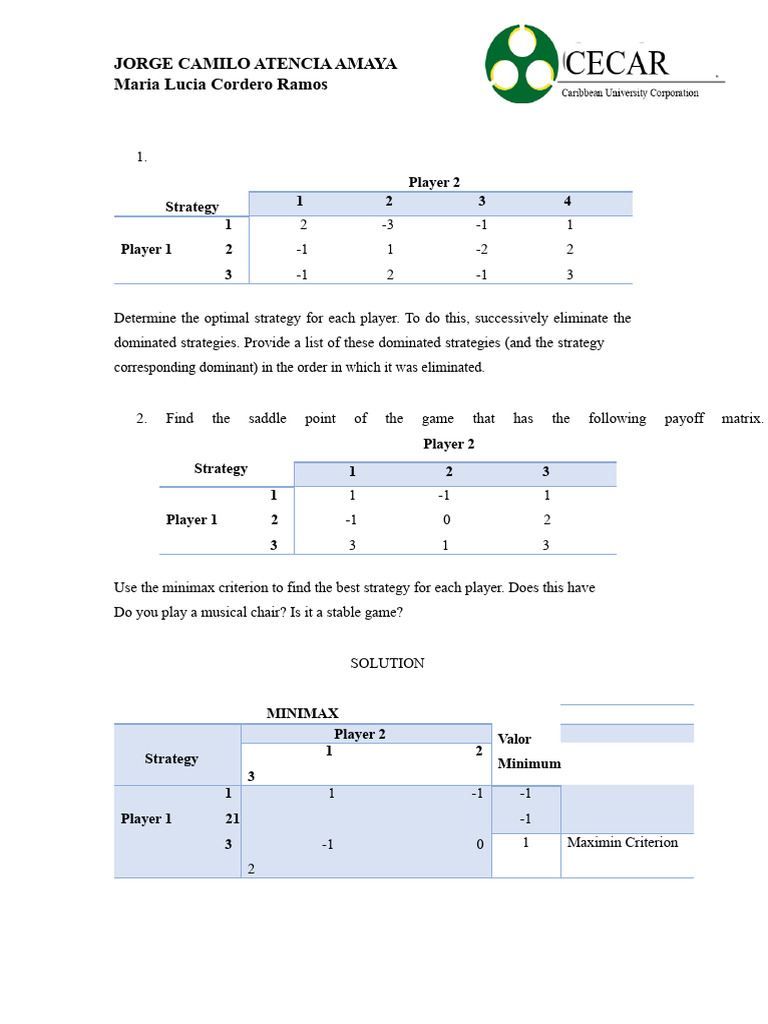Game Theory Workshop | PDF | Mathematical Economics | Mathematical Analysis