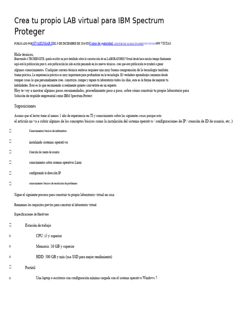 Construye Tu Propio Laboratorio Virtual para TSM IBM Spectrum Protect ...
