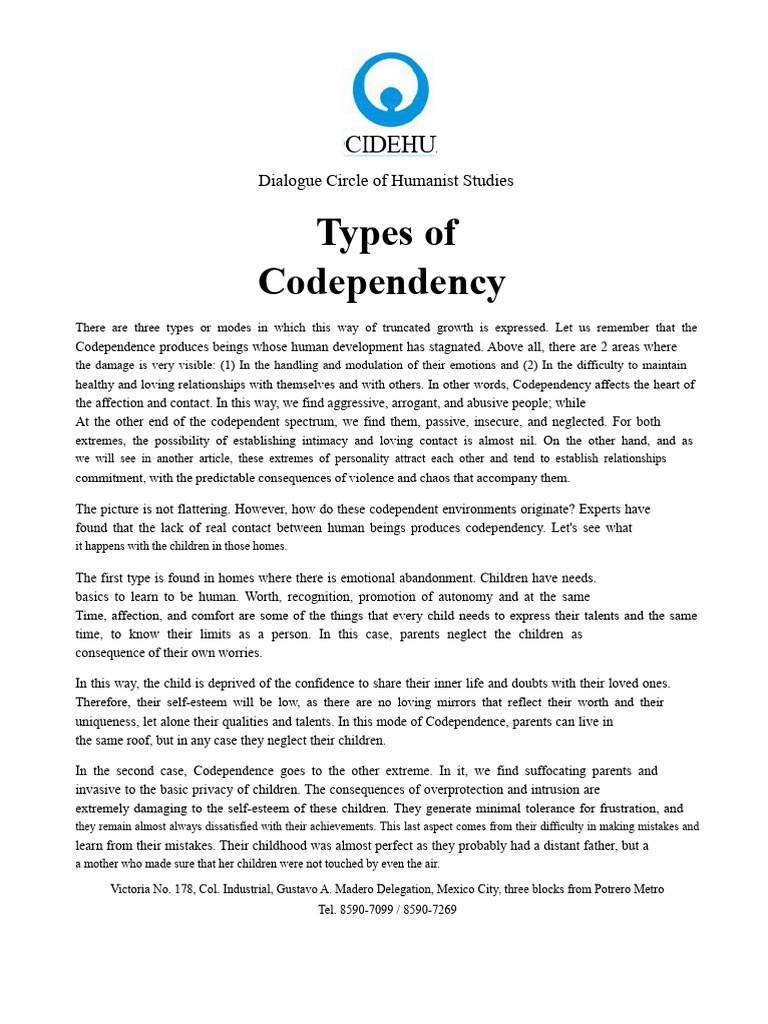 Understanding Types of Codependency | PDF | Self Esteem | Intimate ...