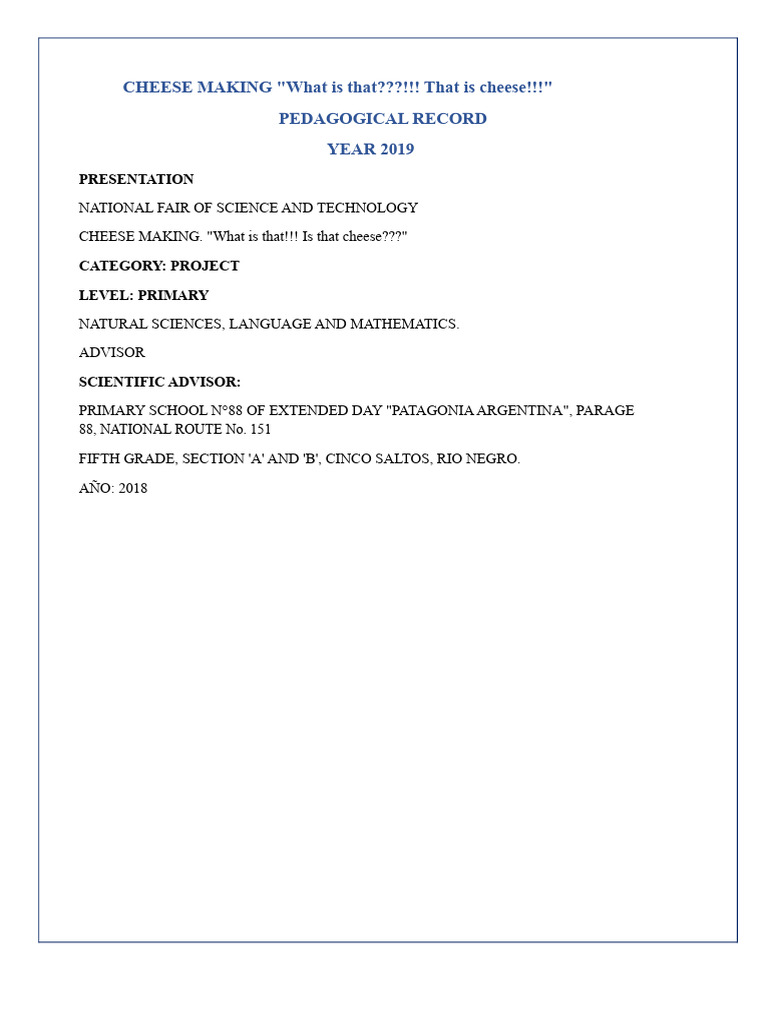 Pedagogical Record - Science Fair | PDF | Science | Inclusion (Education)