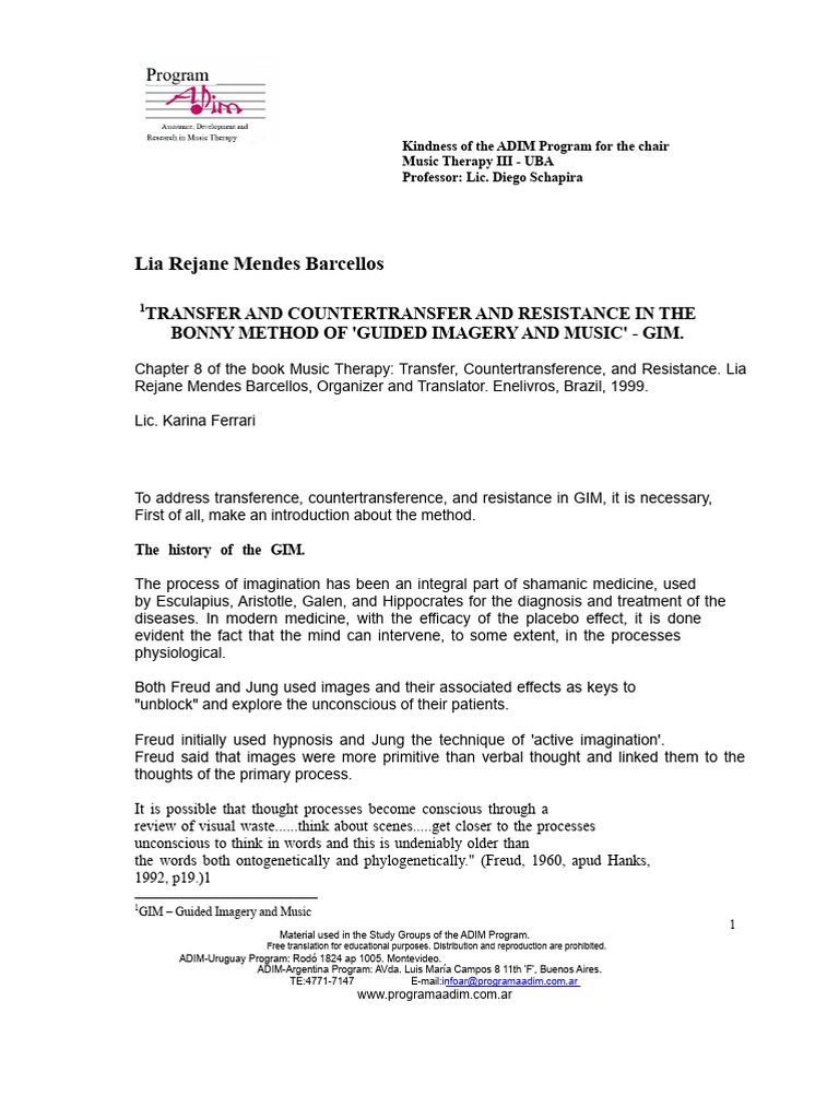 GIM and Helen Bonny | PDF | Psychotherapy | Unconscious Mind