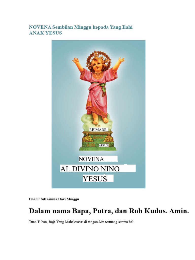 NOVENA Sembilan Minggu Kepada Anak Tuhan Yesus | PDF