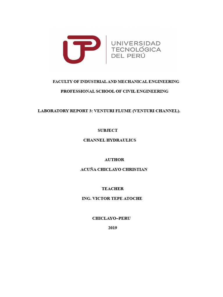 Venturi Flume Laboratory Report | PDF | Fluid Dynamics | Flow Measurement