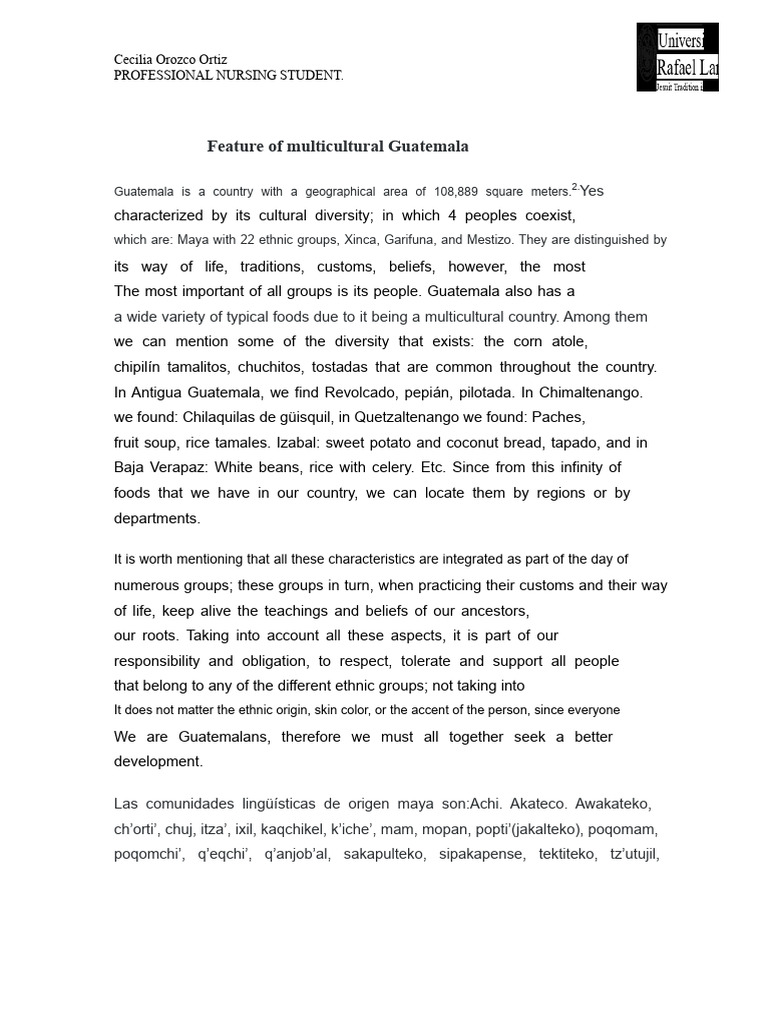 ESSAY Characteristics of Multicultural Guatemala | PDF | Maya Peoples ...
