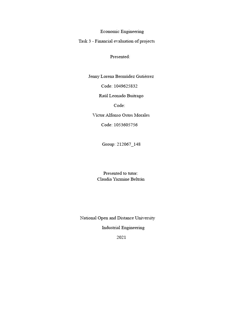 Task 3 - Financial Evaluation of The Project | PDF | Net Present Value ...
