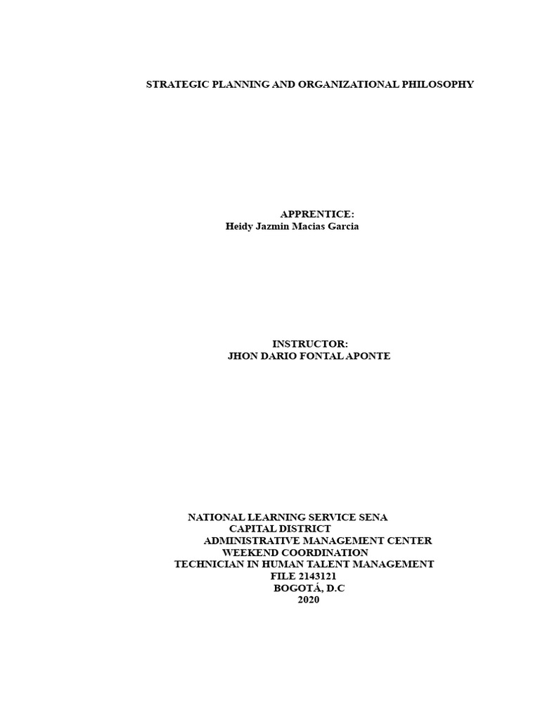 Strategic Planning and Organizational Philosophy | PDF | Strategic ...