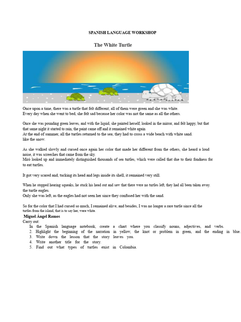 Spanish Language Workshop The Turtle | PDF