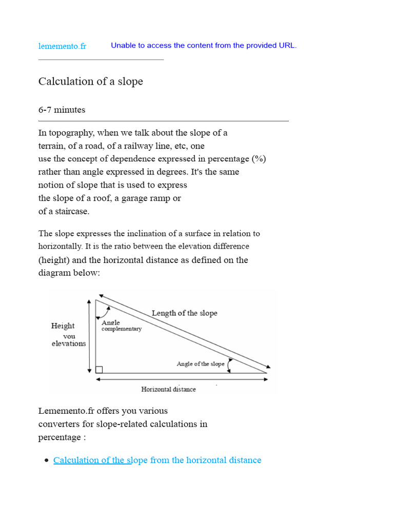 Slope Calculation Tools and Formulas | PDF | Slope | Angle