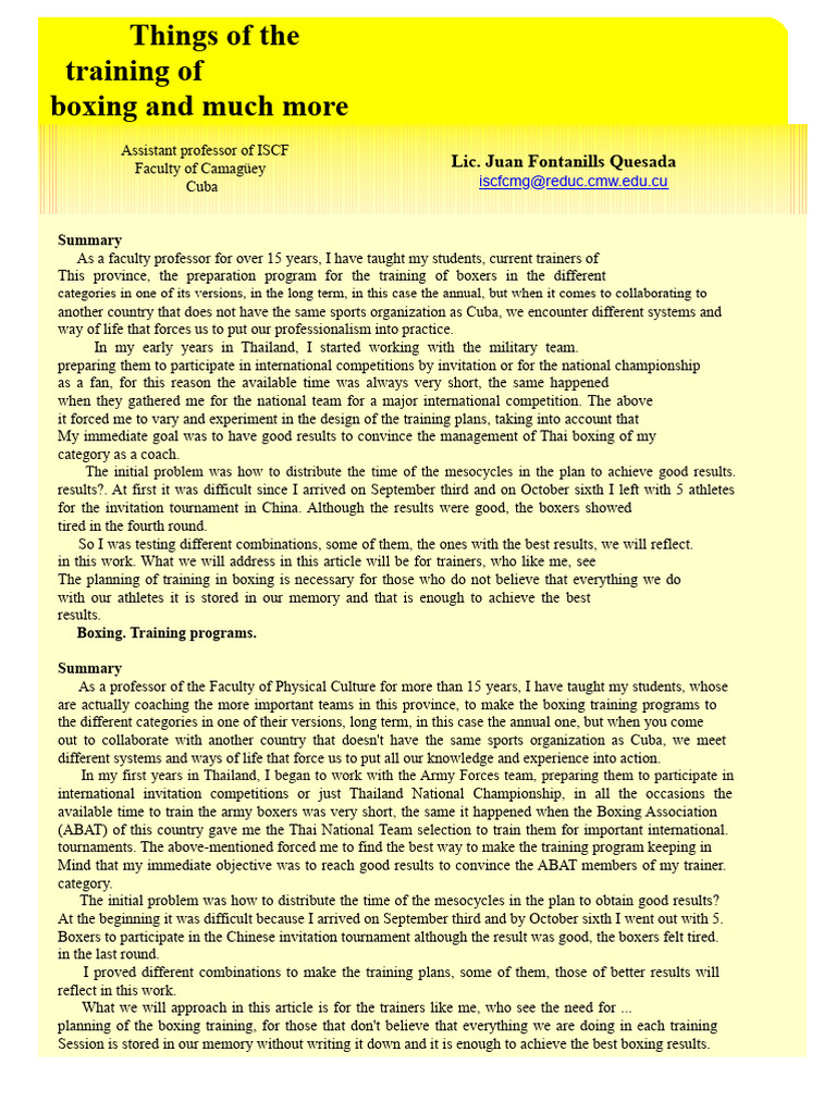 Boxing Training | PDF | Sports | Heart Rate