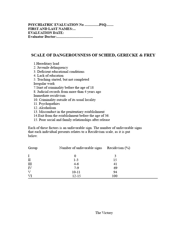 Danger Scale | PDF | Mental Disorder | Recidivism