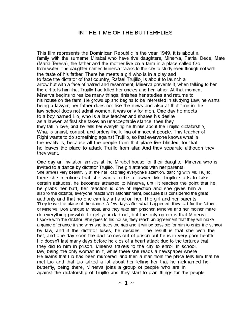 In The Time of The Butterflies Review | PDF
