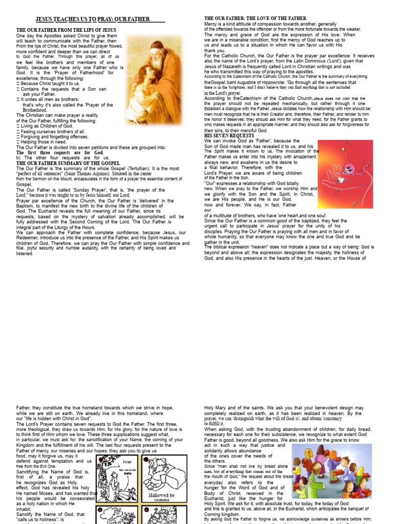 1st - Jesus Teaches Us To Pray - Our Father - Sheet | PDF | Lord's ...