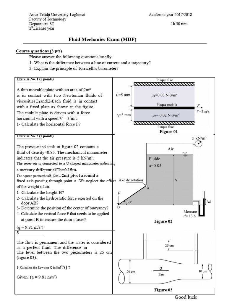 Fluid Mechanics Exams 04 | PDF