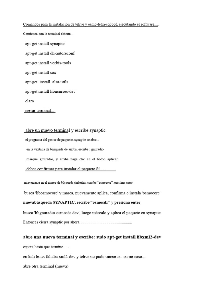 Instalar Telive Sq5bpf, Osmo-Tetra, Gnuradio | PDF | Desarrollo de ...