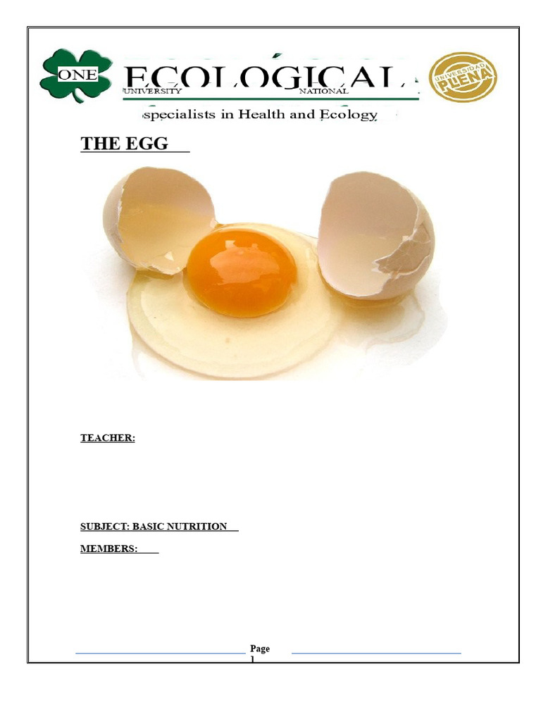 Report On The Egg | PDF | Yolk | Diet (Nutrition)