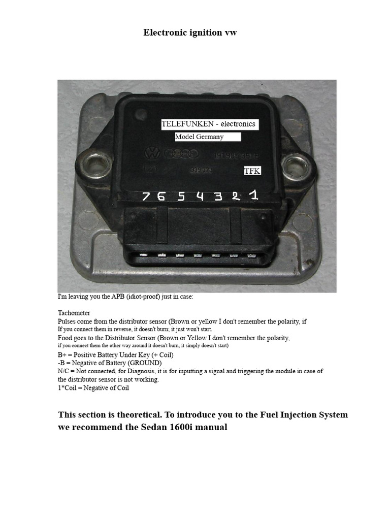 Electronic Ignition VW | PDF | Fuel Injection | Throttle