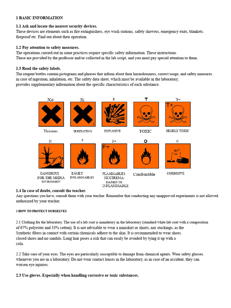 Safety Regulations For Chemistry Laboratory | PDF | Laboratories | Fires