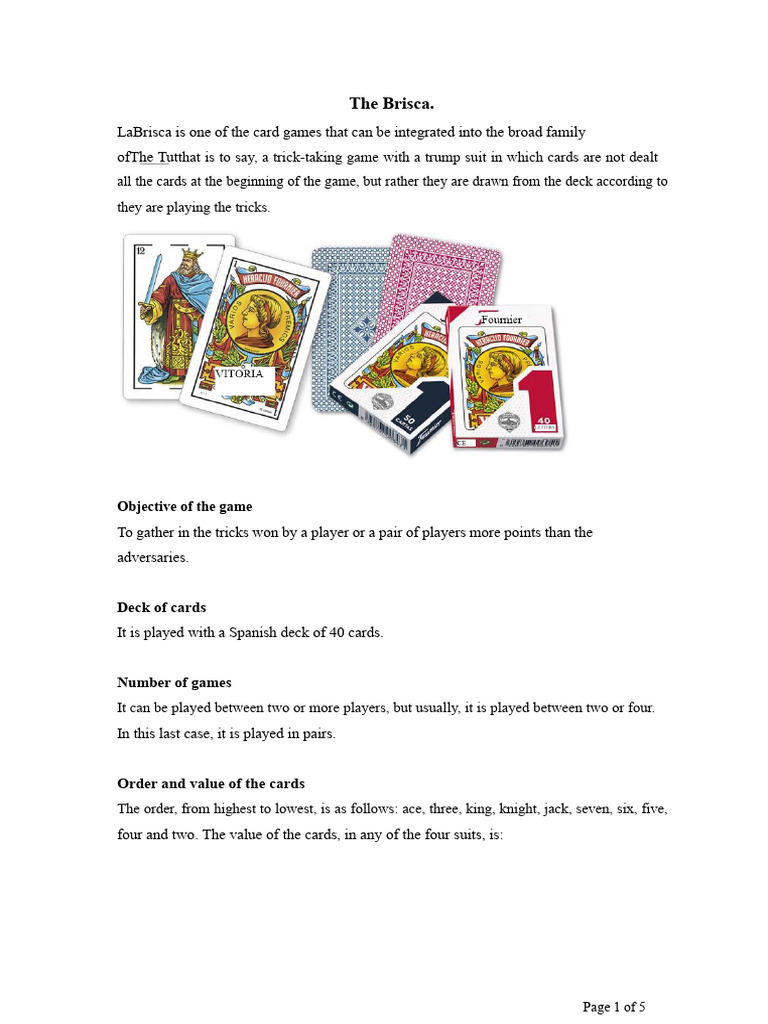 The Brisca | PDF | Consumer Goods | Board Games