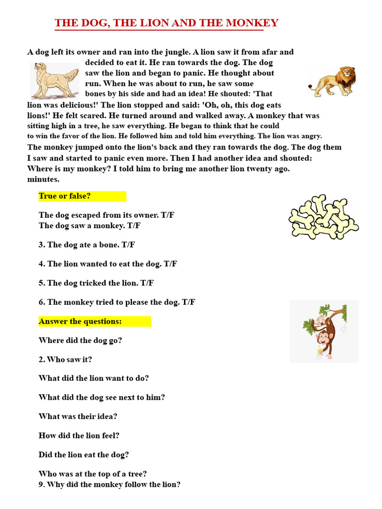 The Dog The Lion and The Monkey | PDF | Lion
