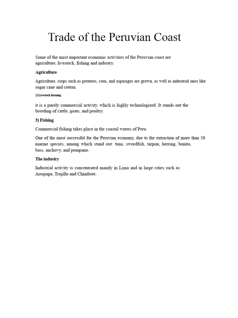 Trade of The Peruvian Coast | PDF