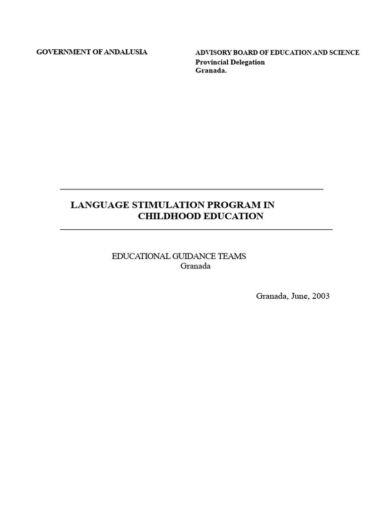 ANDALUSIA BOARD - Linguistic Stimulation Program in EI | PDF | Language ...