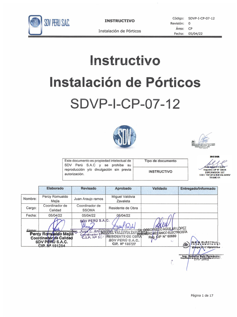 SDVP-I-CP-07-12 Rev.0 Installation of Porticos | PDF | Crane (Machine) | Occupational Safety And ...