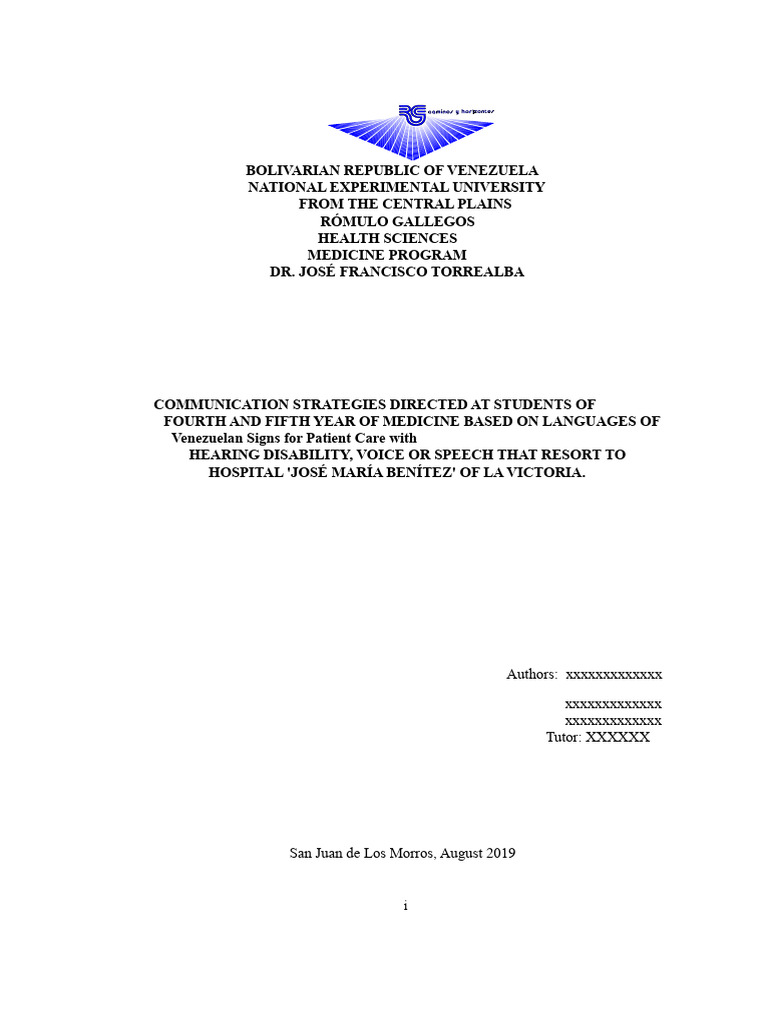 Thesis MEDICINE. VENEZUELAN SIGN LANGUAGE IN THE HJMB | PDF | Ear ...