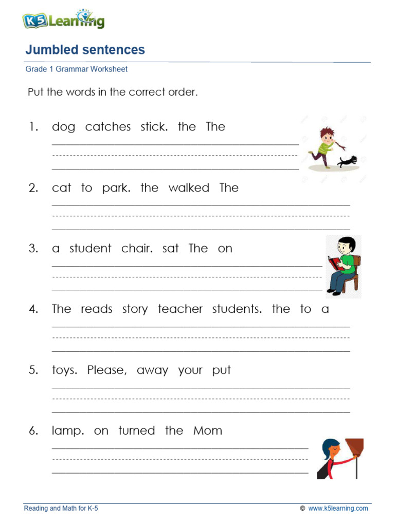 Grade 1 Sentence Jumbles A | PDF